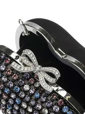 SELF-PORTRAIT Heart Clutch With Crystal Embellishments - Black