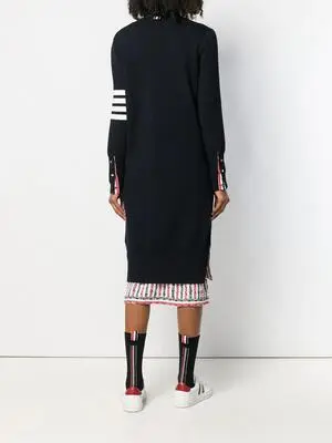 Thom Browne Milano Stitch Long V-neck Cardigan - Navy