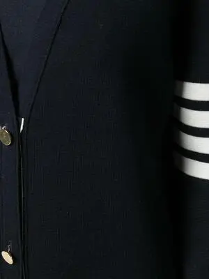 Thom Browne Milano Stitch Long V-neck Cardigan - Navy