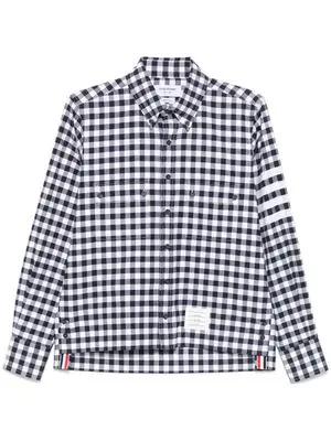 Thom Browne Utility Shirt With Patch Pocket In Bar Gingham Check Flannel