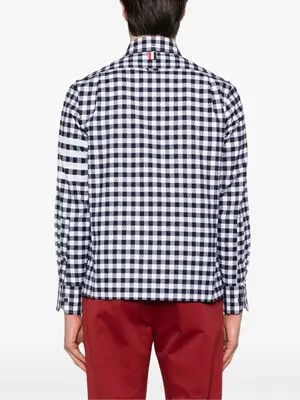 Thom Browne Utility Shirt With Patch Pocket In Bar Gingham Check Flannel