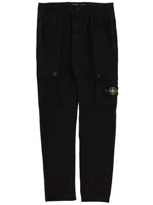 Stone Island Cargo Pants With Logo Patch - Black