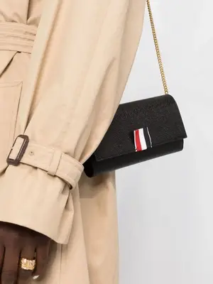 Thom Browne Leather Shoulder Bag With Logo Patch