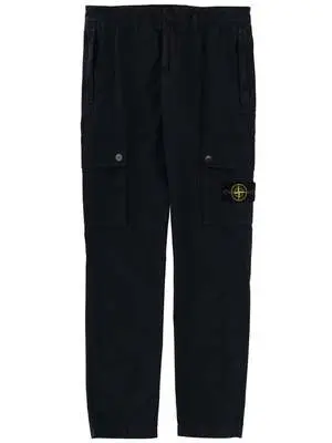 Stone Island Cargo Pants With Logo Patch - Blue
