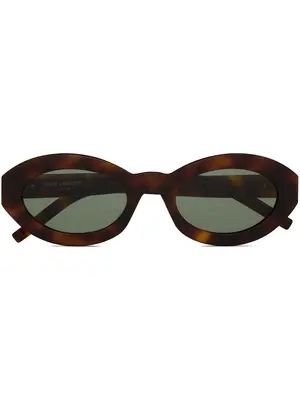 Saint Laurent Sl M136 Oval Frame Sunglasses - Havana Havana Green