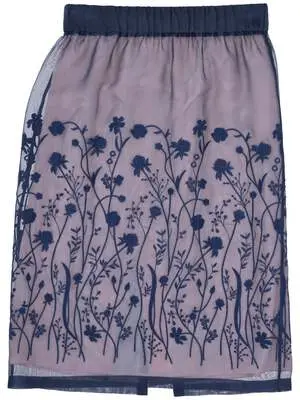 PAROSH Embroidered Tulle Skirt - Blu