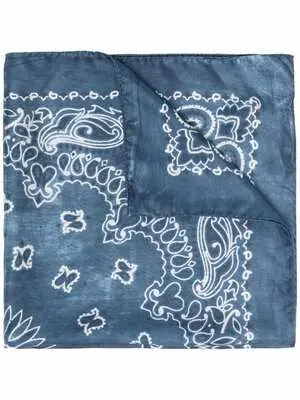 GOLDEN GOOSE Golden Foulard Paisley Print Silk - Denim Blue