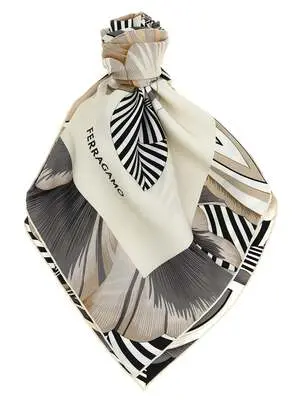 FERRAGAMO Brezza' Print Scarf - White/black