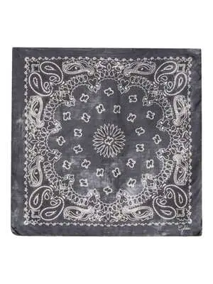 GOLDEN GOOSE Paisley Print Silk Foulard - Anthracite