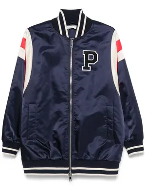 PAROSH Logo Patch Bomber Jacket - Fantasia Blue