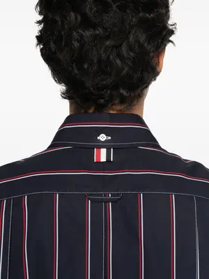 Thom Browne Rwb Stripe Mini Wide Shirt Dress - Navy