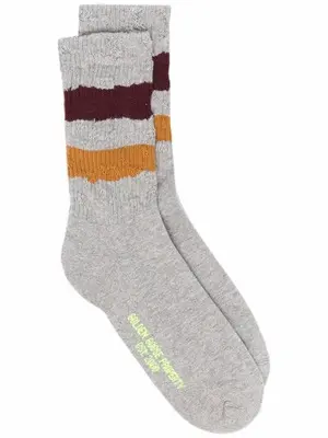GOLDEN GOOSE Ribbed Knit Socks - Melange Grey/ Orange/ Red/ Yellow Fluo
