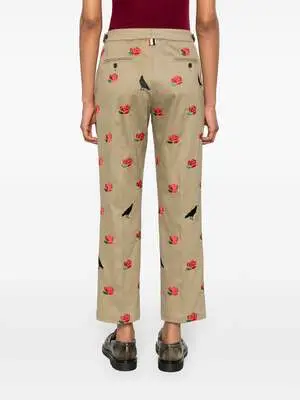 Thom Browne Raven And Roses Cotton Trousers - Camel