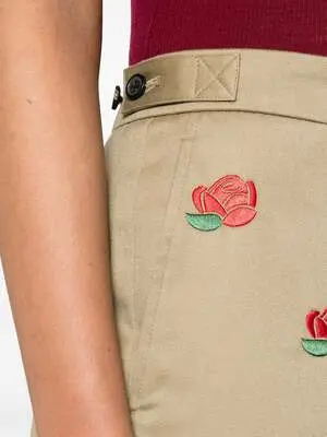 Thom Browne Raven And Roses Cotton Trousers - Camel