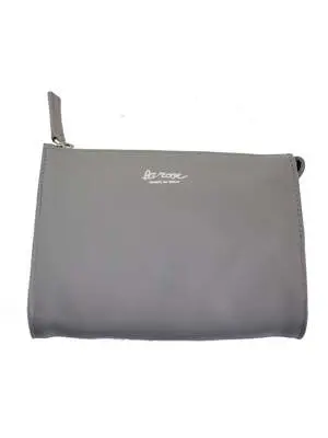 LA ROSE Minimal Leather Makeup Bag - Grigio