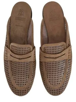 Brunello Cucinelli Sparkling Net Mule - Buff