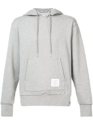 Thom Browne Classic Loopback Pullover Hoodie With Center-back Stripe - Lt Grey