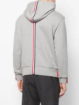 Thom Browne Classic Loopback Pullover Hoodie With Center-back Stripe - Lt Grey