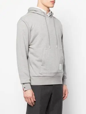 Thom Browne Classic Loopback Pullover Hoodie With Center-back Stripe - Lt Grey