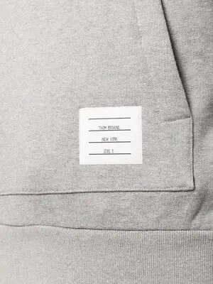 Thom Browne Classic Loopback Pullover Hoodie With Center-back Stripe - Lt Grey