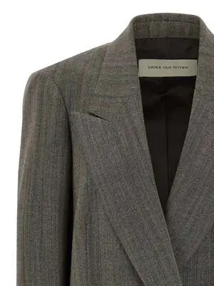 Dries Van Noten Double-breasted Striped Wool Blazer