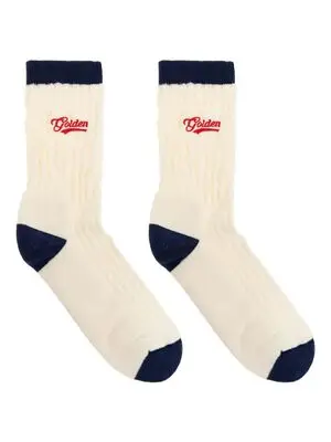 GOLDEN GOOSE Socks With Embroidery - Heritage White/navy/red