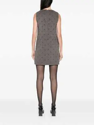 PAROSH Stud Embellished Wool Dress