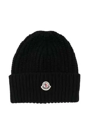 Moncler Ribbed Knit Beanie - Black