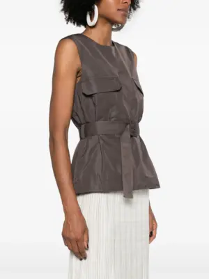 PAROSH Sleeveless Belted Top