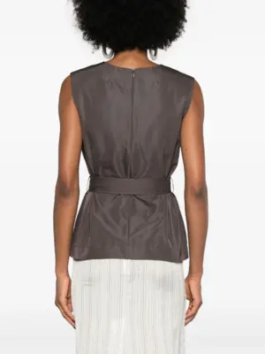 PAROSH Sleeveless Belted Top