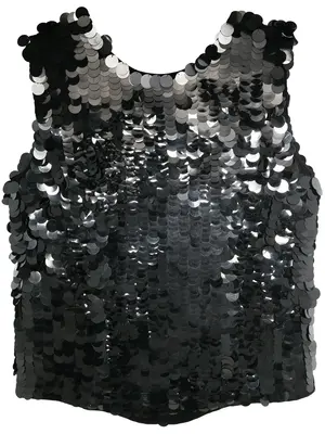 PAROSH Sequin-embellished Sleeveless Blouse