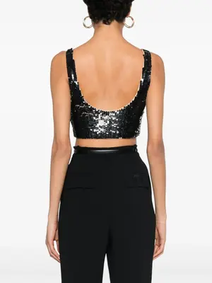 PAROSH Grand Sequinned Crop Top