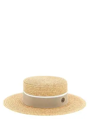 MAISON MICHEL Kiki Straw Boater Hat - Beige