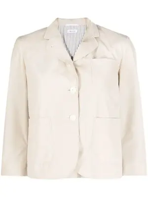 Thom Browne Single-breasted Blazer With Rounded Collar - Khaki