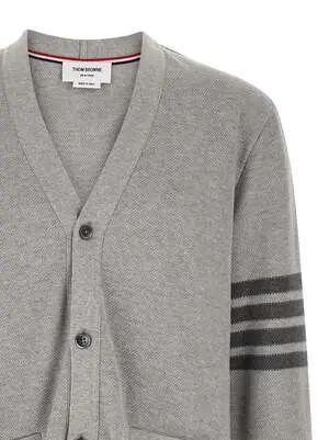 Thom Browne 4-bar Honeycomb Knit Cardigan - Gray