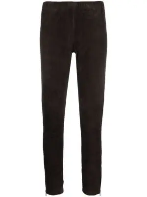 PAROSH Slim Fit Suede Trousers
