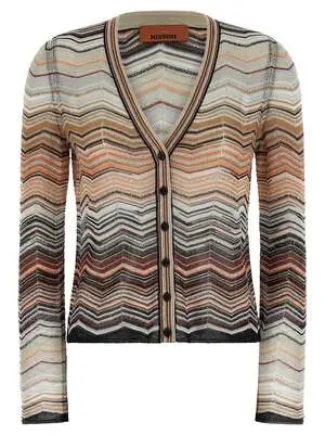 Missoni Chevron Lamé Cardigan - Brown