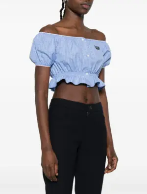 Miu Miu Poplin Checked Top