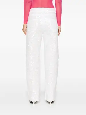 PAROSH Sequin Embellished Straight Jeans