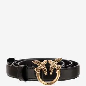 Pinko Love Berry Leather Belt - Black