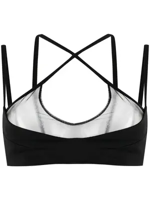 Attico Mesh Panel Criss-cross Top - Black