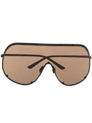 Rick Owens Shield Sunglasses - Blk Temple/brown Lens