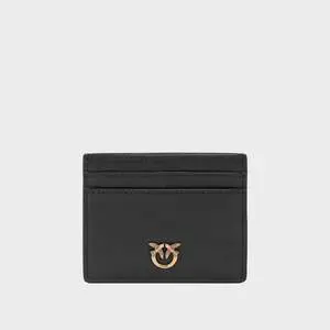Pinko Leather Card Holder With Logo - Black