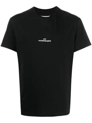 MAISON MARGIELA T Shirt - Black/white Embroidery