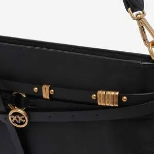 Pinko Leather Shoulder Bag - Black