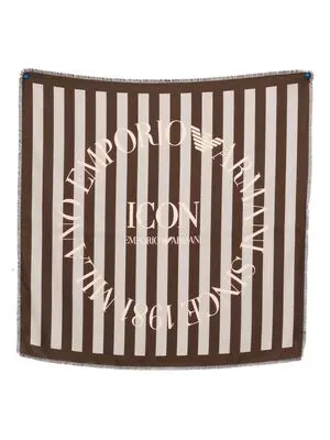 Emporio Armani Striped Silk Foulard - Brown