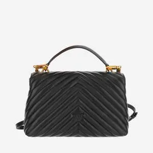Pinko Nappa Leather Bag With Chain Strap - Black