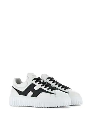 Hogan H Stripes Leather Sneakers - Black