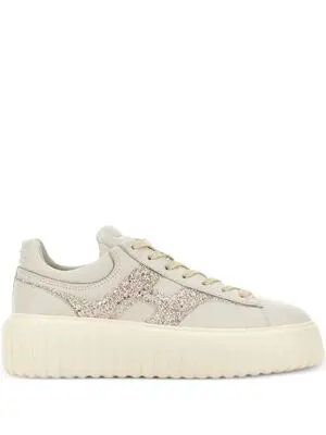 Hogan H Stripes Leather Sneakers - Beige