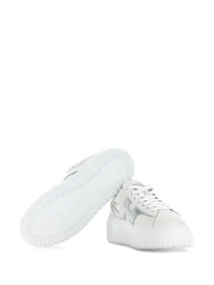 Hogan H Stripes Leather Sneakers - Silver